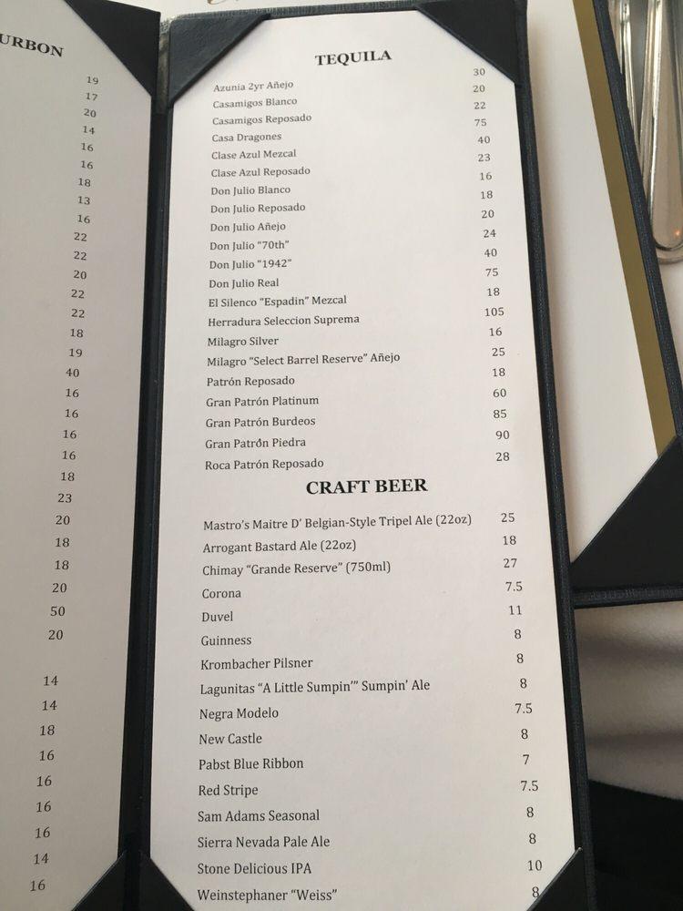 Menu at Mastro's Ocean Club, Malibu, Pacific Coast Hwy