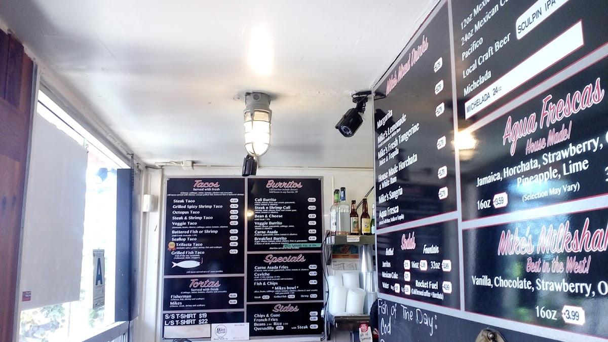 Menu at Mike's Taco Club, San Diego