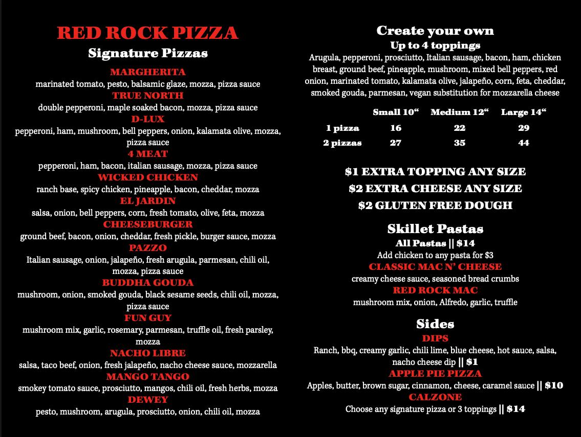 Menu at Red Rock Pizza Okotoks pizzeria, Okotoks