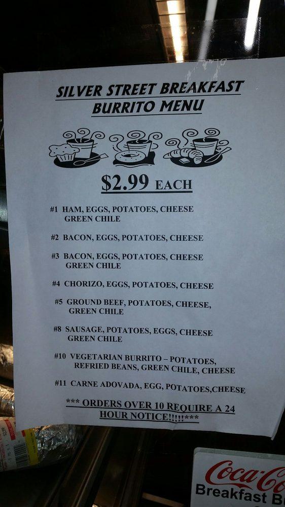 Menu at Silver Street Market restaurant, Albuquerque