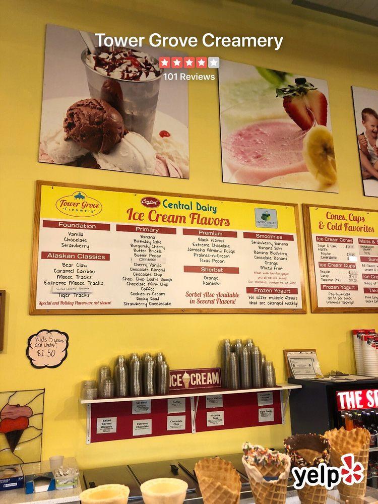 Menu at Tower Grove Creamery, St. Louis