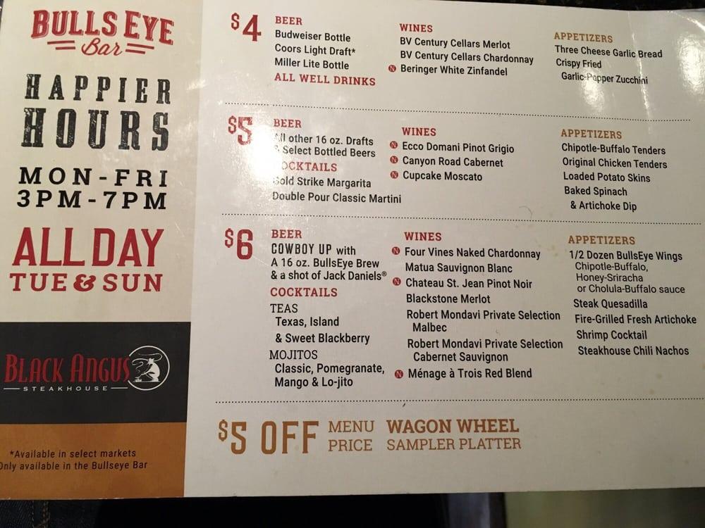 Menu at Black Angus Steakhouse, Escondido