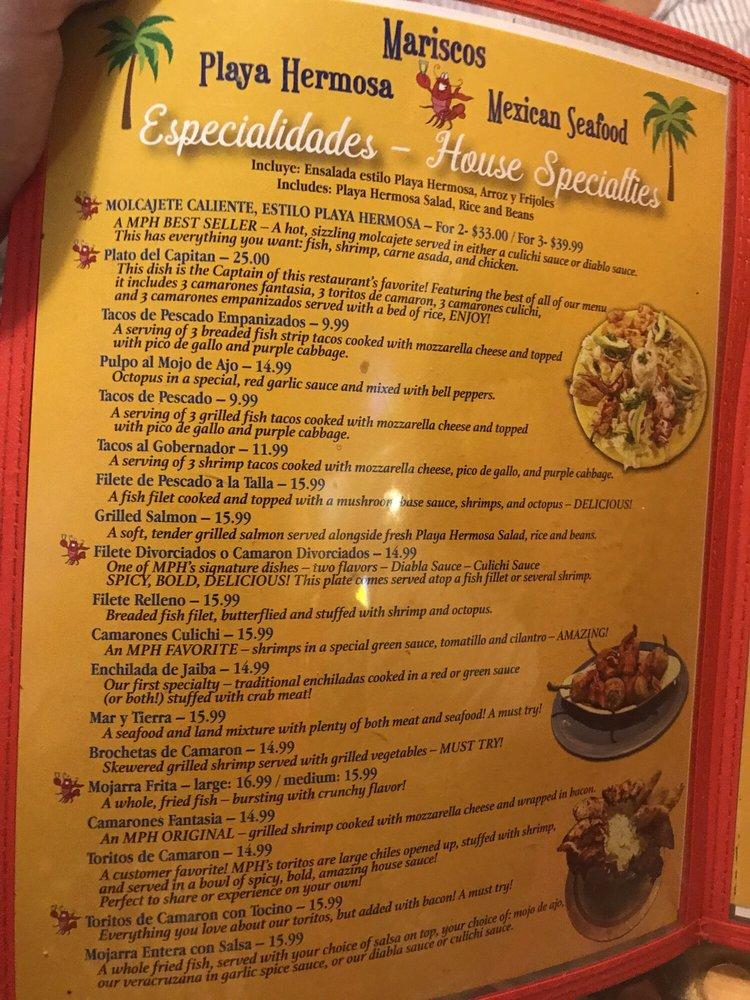 Menu at Mariscos Playa Hermosa pub & bar, Phoenix