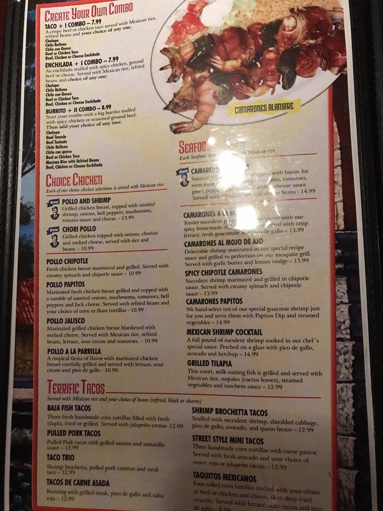 Carta del restaurante Papitos Grill at 98, Hattiesburg
