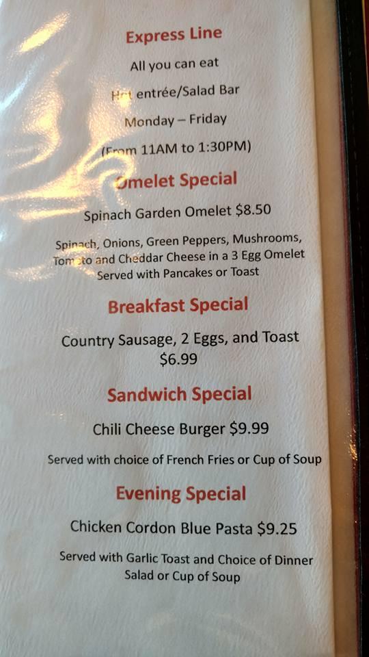 Menu at Prairie Inn restaurant, Carrington, 312 Hwy 281 NE