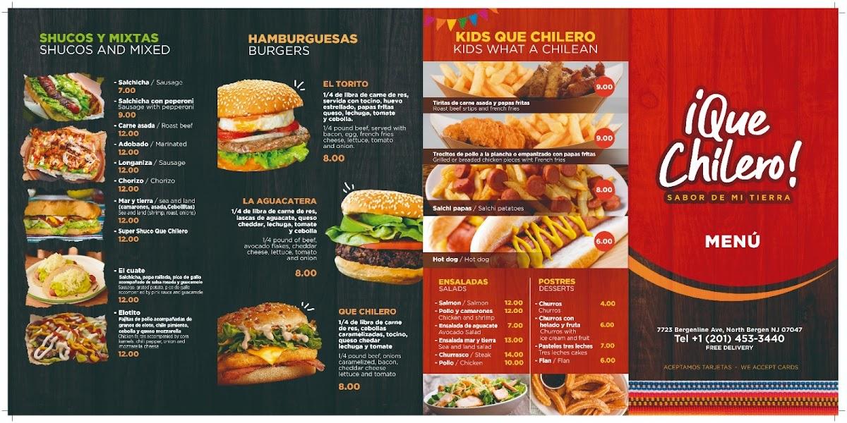 Carta del restaurante Que Chilero ¡Los Shucos!, North Bergen