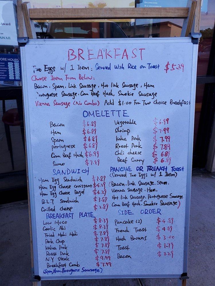 Menu at L&L Hawaiian Barbecue, Kailua-Kona, 74-5035 Queen Ka'ahumanu Hwy