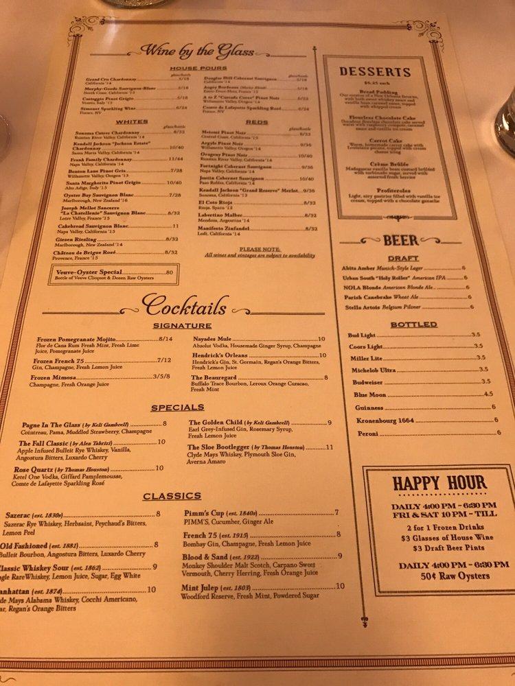 Menu at Superior Seafood & Oyster Bar, New Orleans
