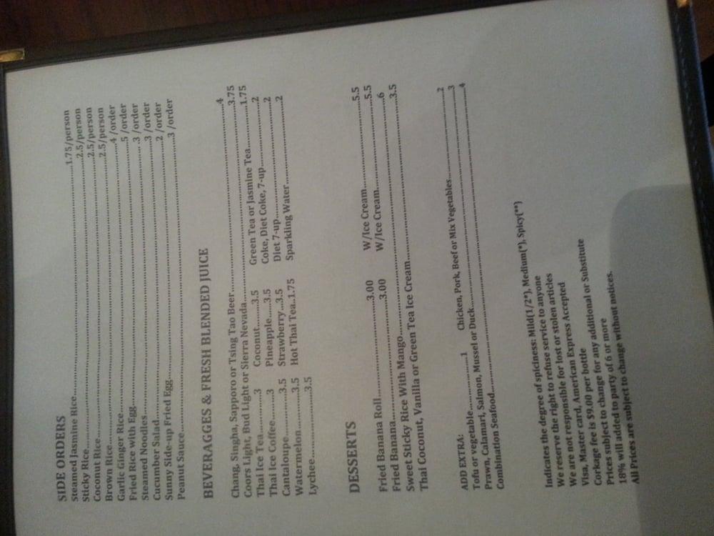 Menu at Thai Osha Restaurant, Pleasant Hill