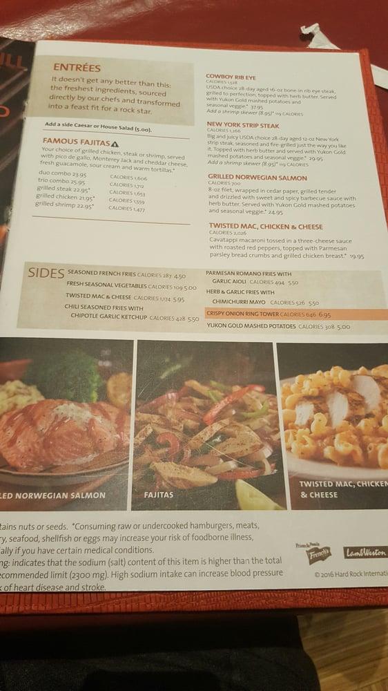 Menu at Hard Rock Cafe, West New York, Broadway