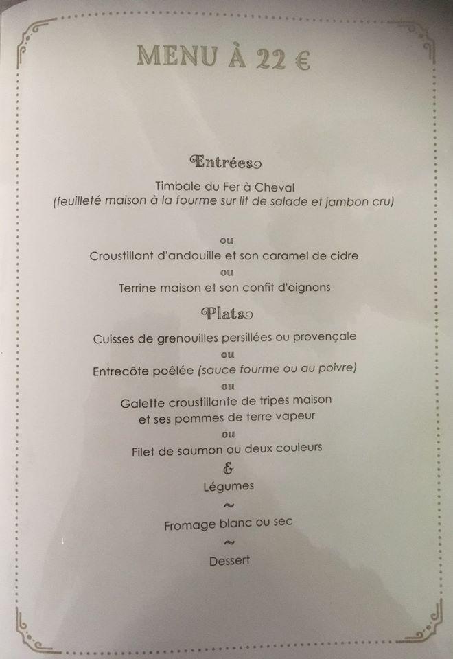 Menu au Le Fer à Cheval restaurant, Magneux-Haute-Rive