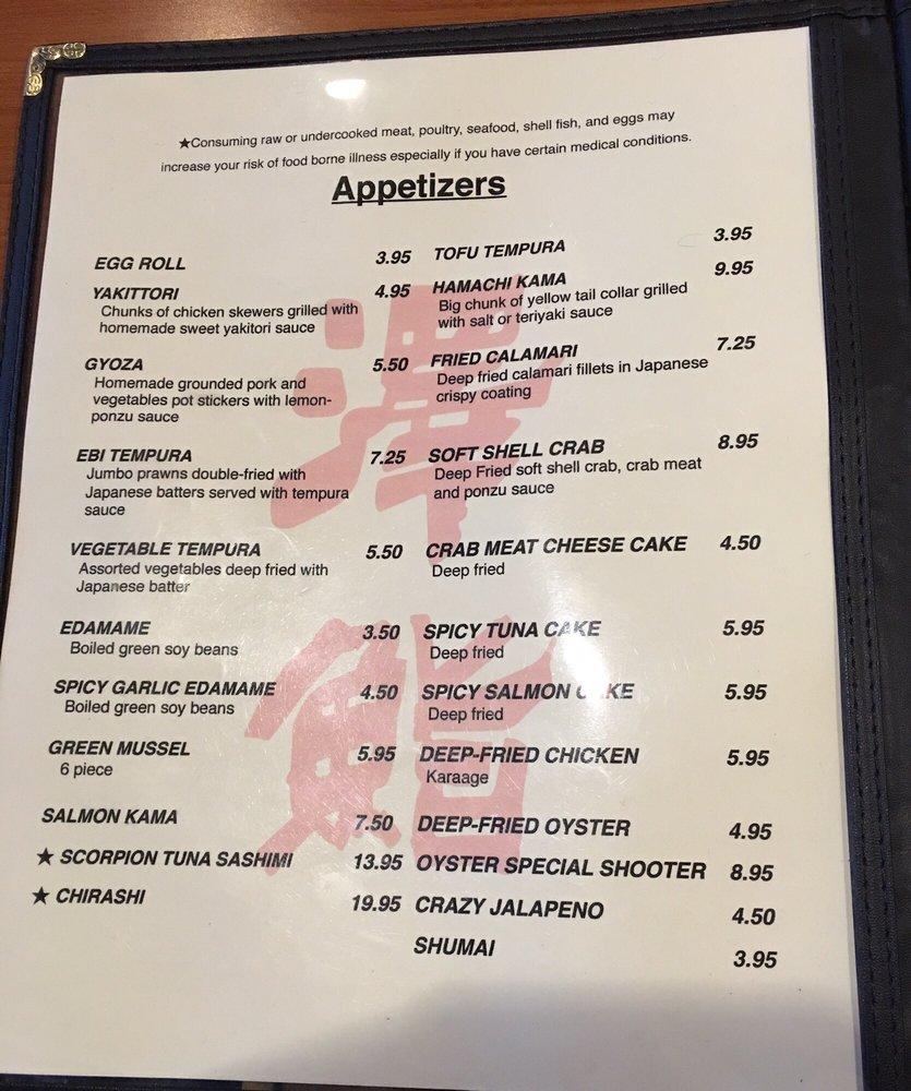 Menu at Sawa sushi restaurant, Las Vegas, Blue Diamond Rd suite 104