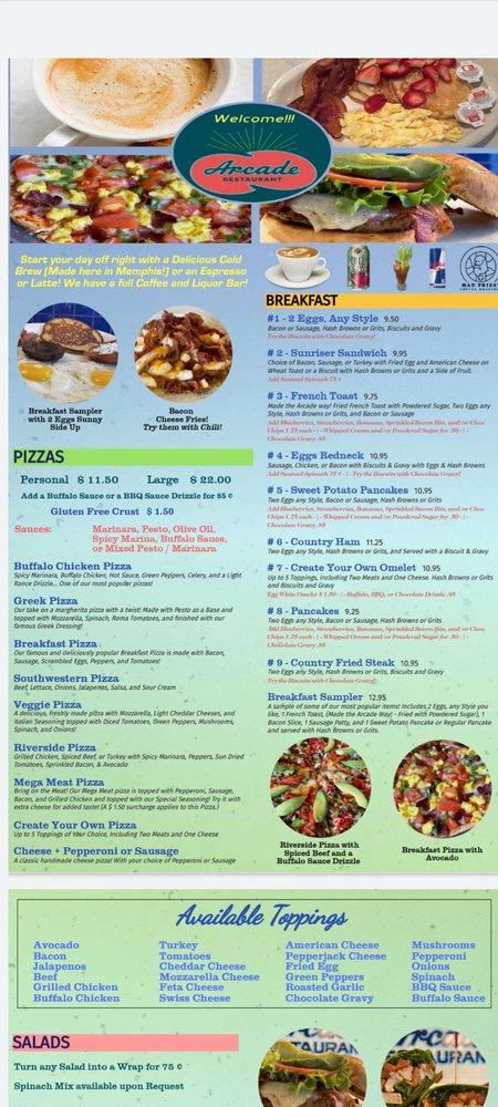Menu at The Arcade Restaurant, Memphis