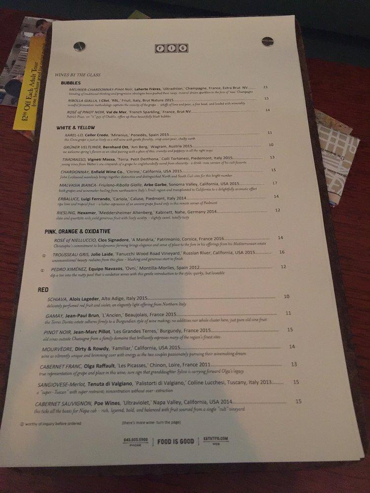 Menu at The Darling Oyster Bar, Charleston