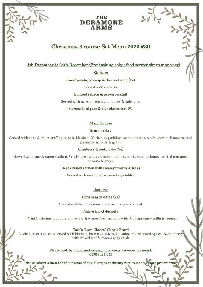 Menu at The Deramore Arms pub & bar, York