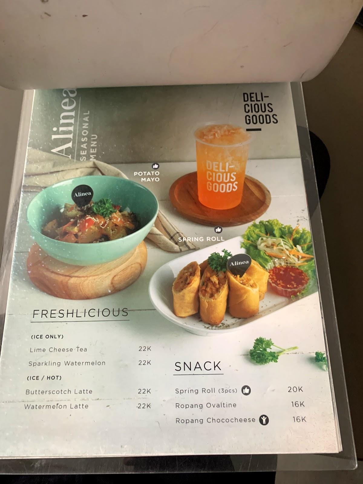 Menu at Alinea Kediri cafe, Kediri