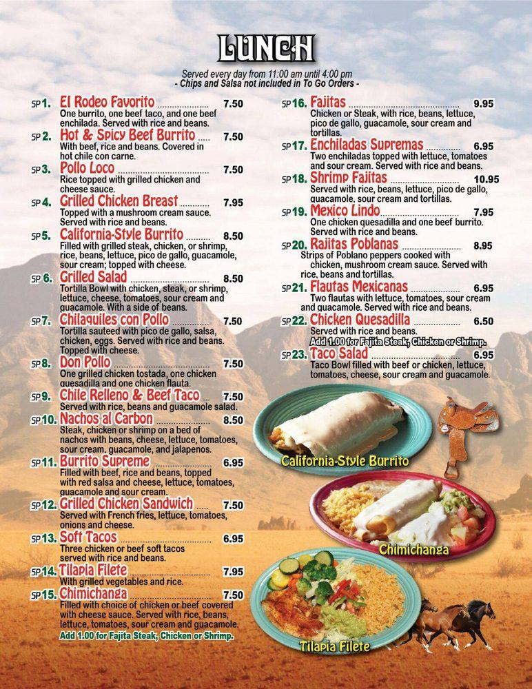 Menu at El Rodeo Mexican Restaurant - Robertsdale, Robertsdale
