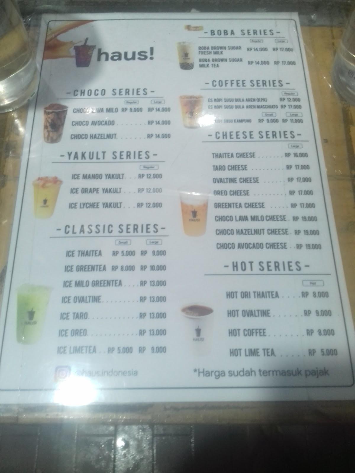 Menu at Haus ! cafe, Cimahi, Jl. Protokol