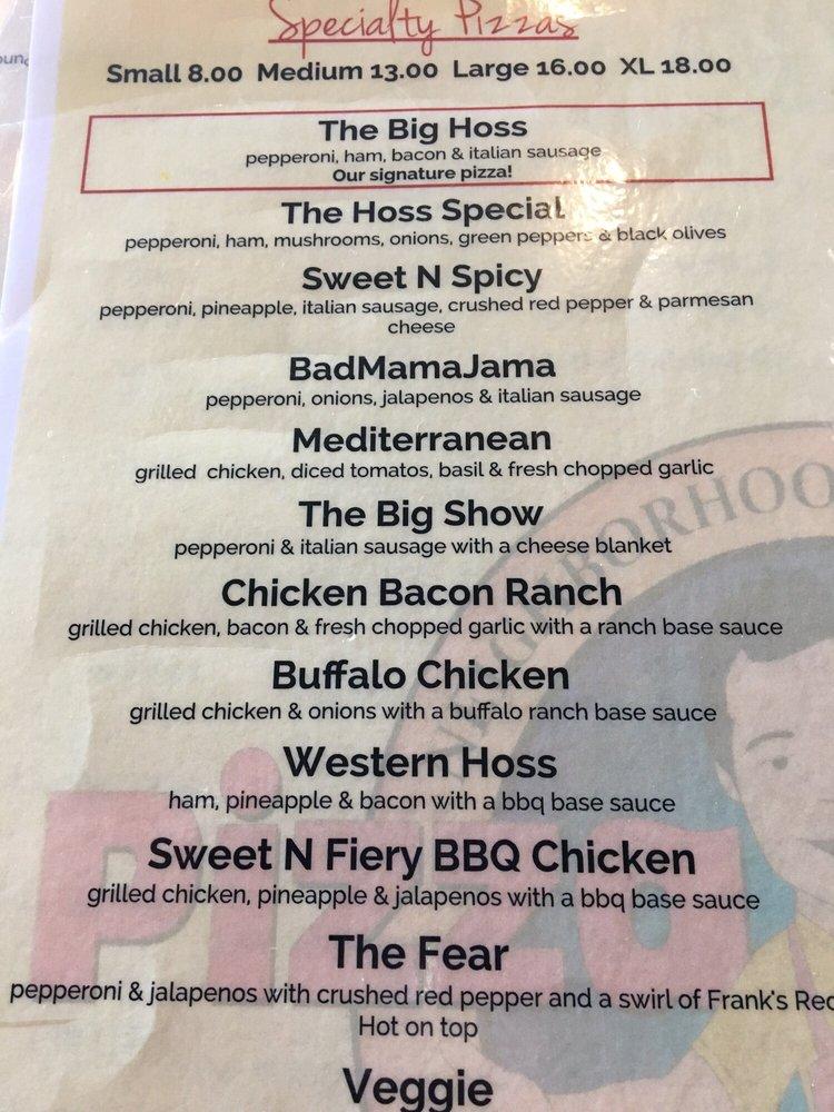 Menu at Pizza Hoss in Powell pizzeria, Powell, Clinton Hwy