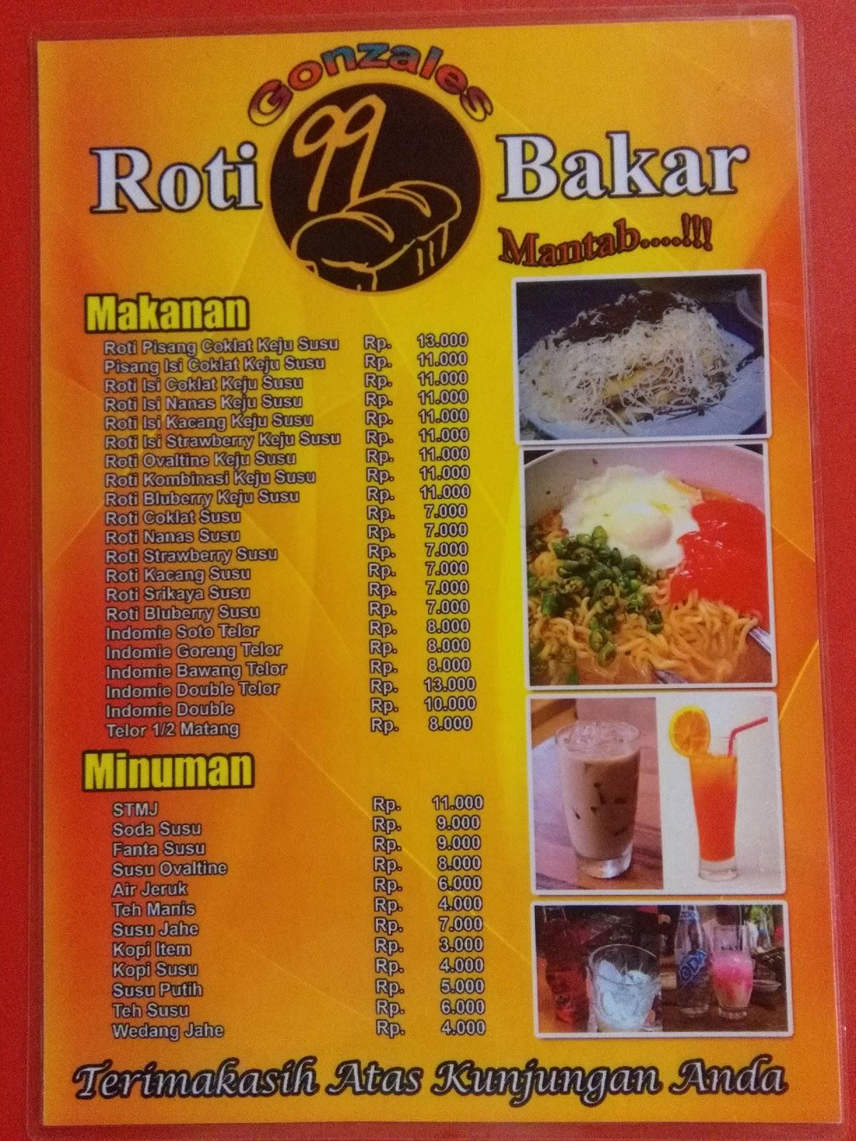 Menu at ROTI BAKAR 99 MANTAP cafe, Tangerang, Jl. Karet Raya