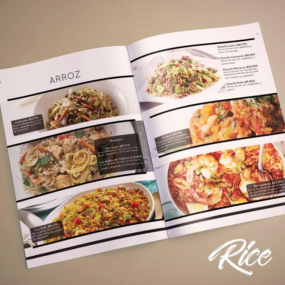 Menu at Rice Restaurant, Bogotá