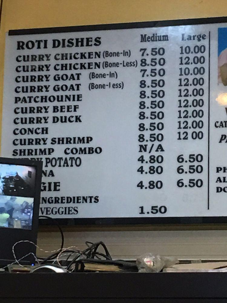 Menu at Roti Roti Family Restaurant, Toronto