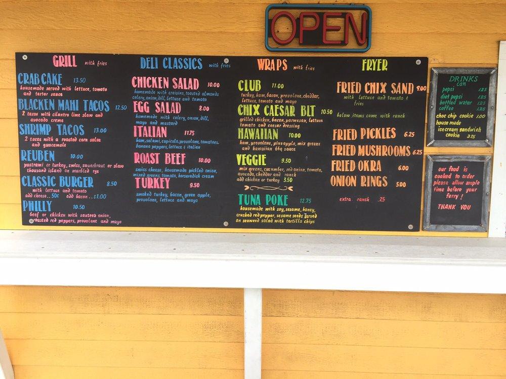 Menu at Snack Shack restaurant, Hatteras