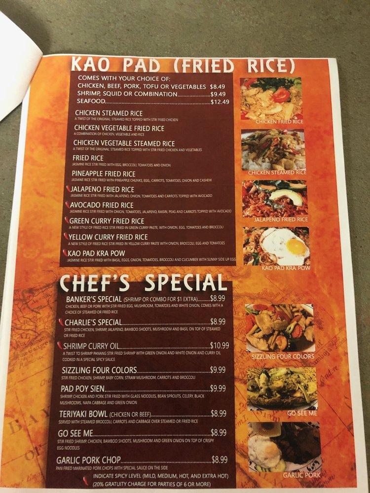 Menu at Thai City restaurant, Levelland