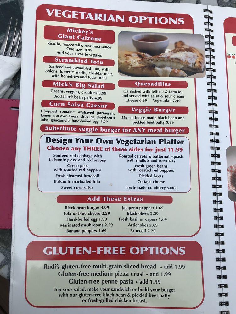 Menu at Mickey's cafe, Enfield