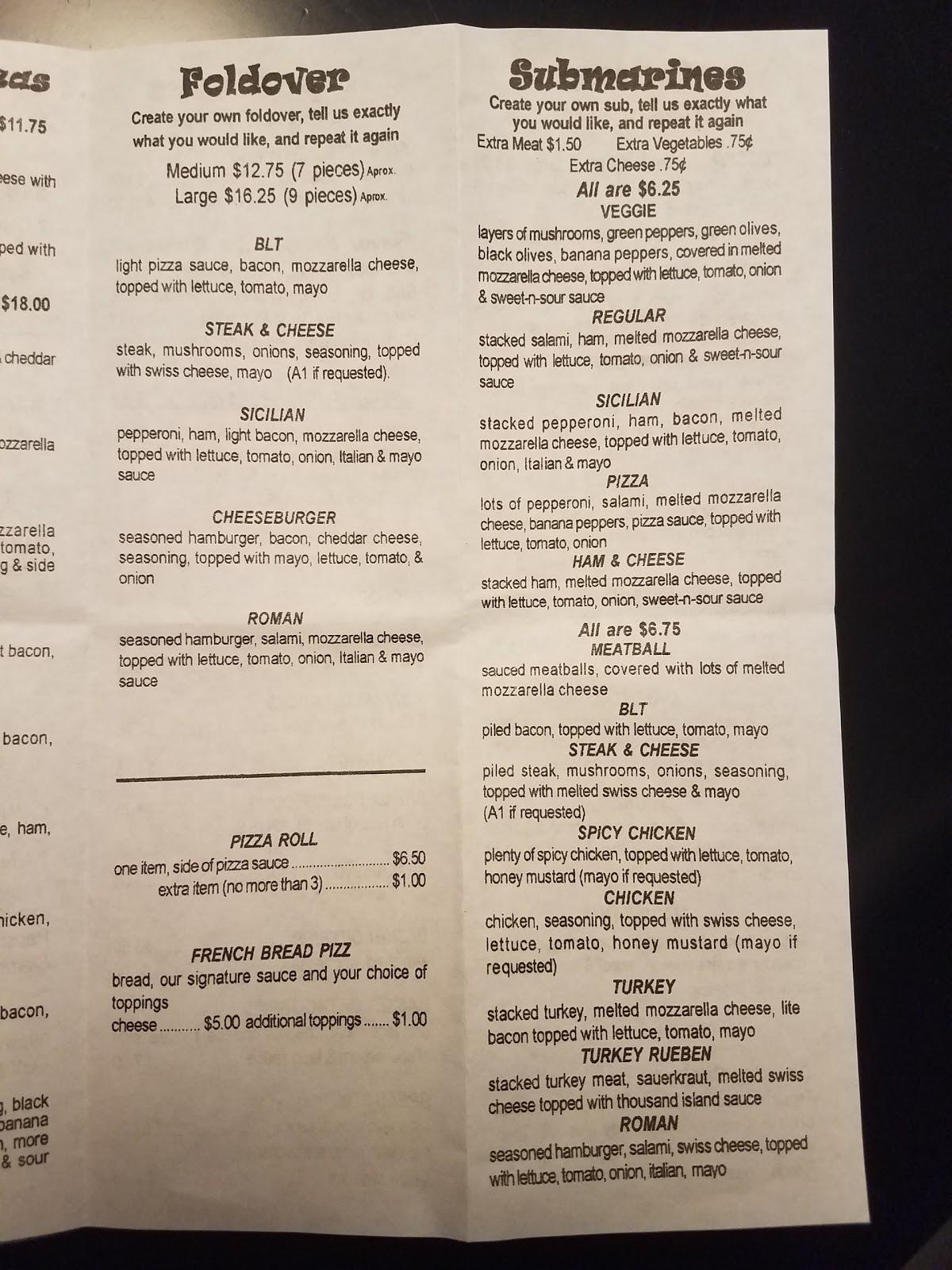 Menu at Pean's Pizza Subs & Sudz pizzeria, Monroeville, 44 S Main St