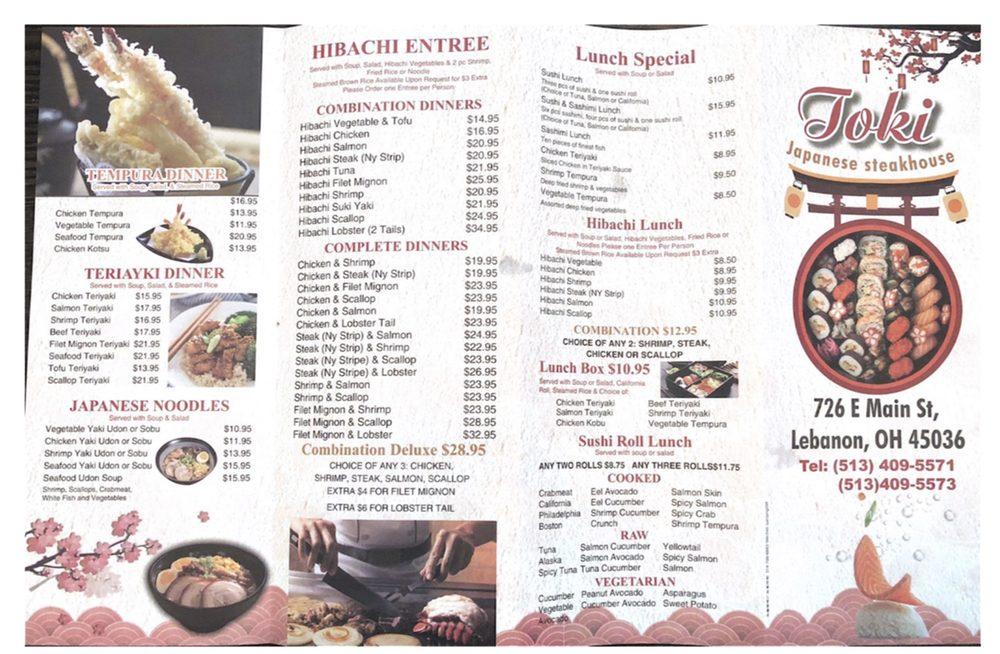 Menu at Toki Japanese Steakhouse, Lebanon