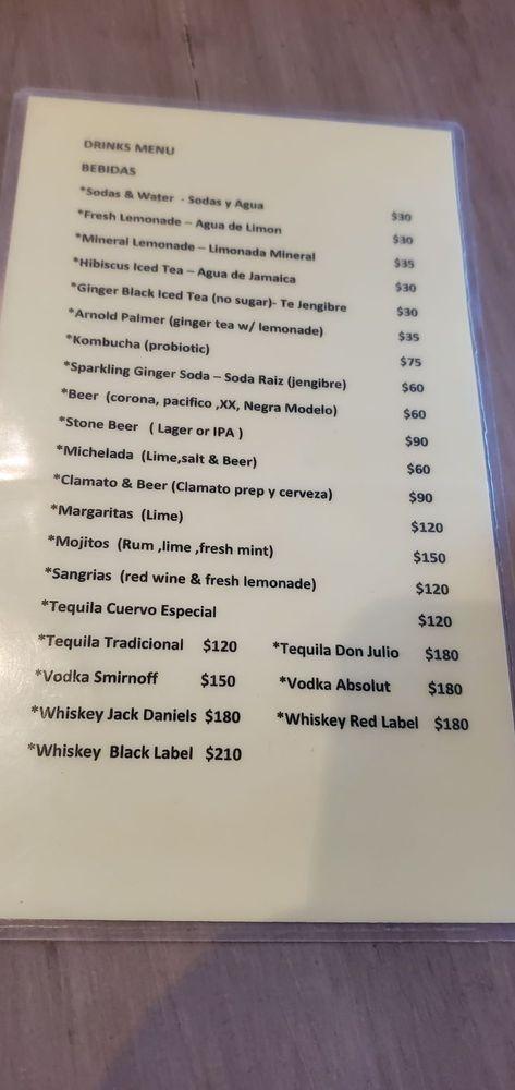Menu at Cynthia Fresh restaurant, San José del Cabo