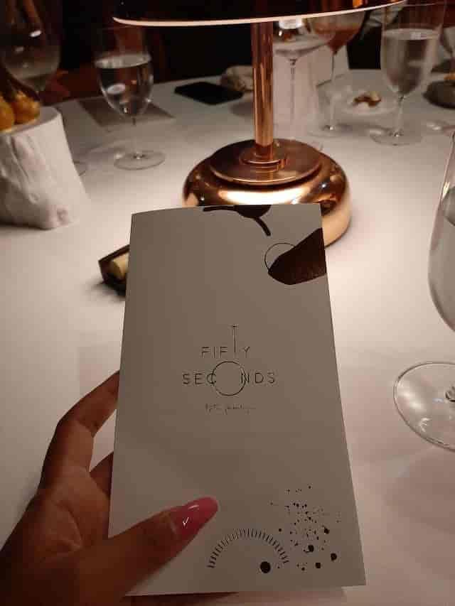 Menu at Fifty Seconds restaurant, Lisbon