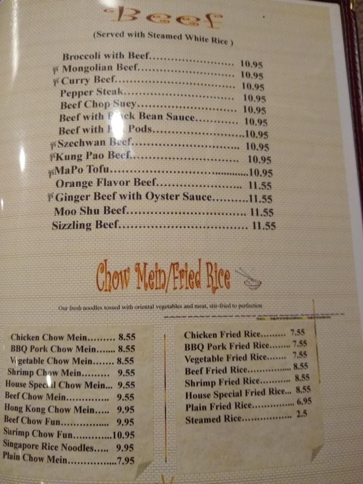 Carta de Golden Flower Chinese Restaurant, Las Vegas