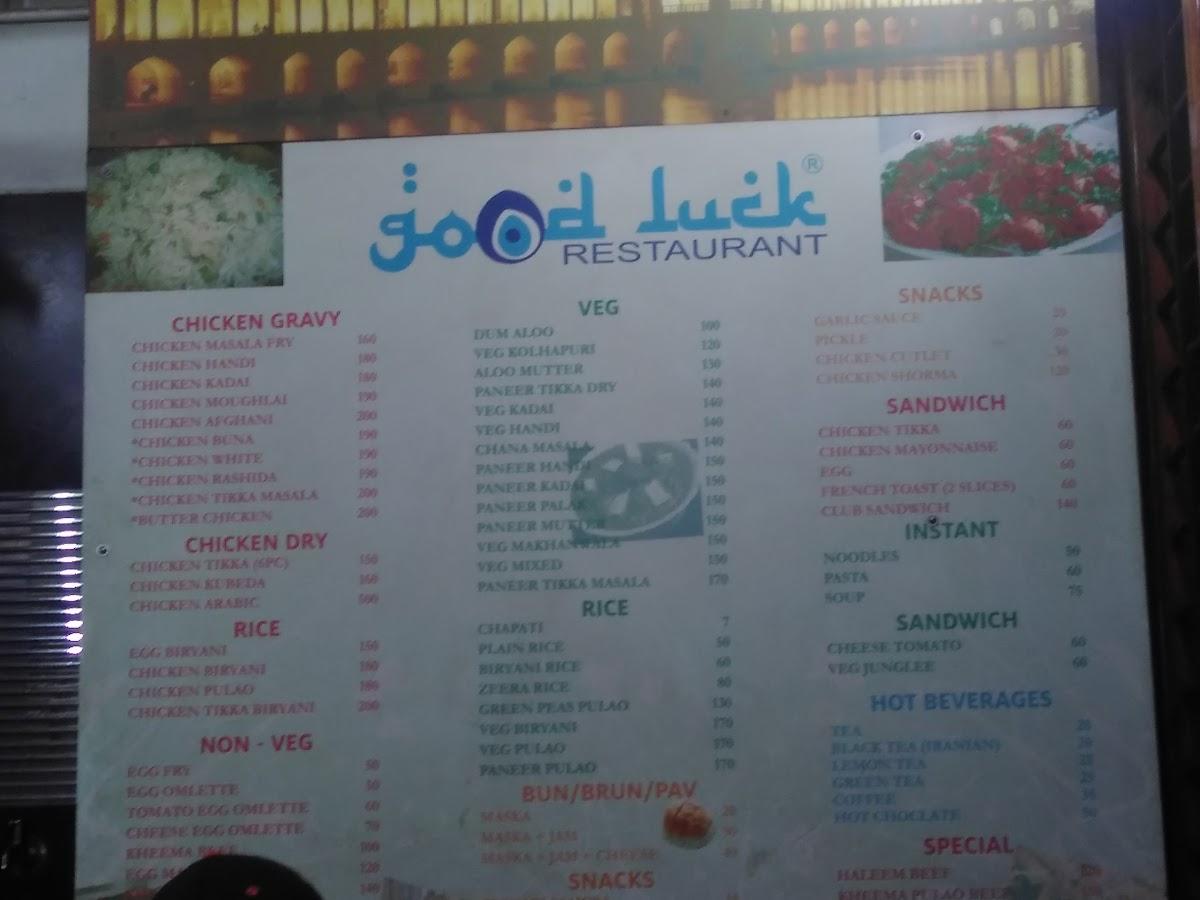 Menu at Good Luck Restaurant, Mumbai, Mehboob Khan Chowk