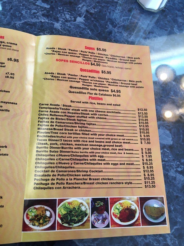 Menu at Hidalgo Restaurant, Chicago