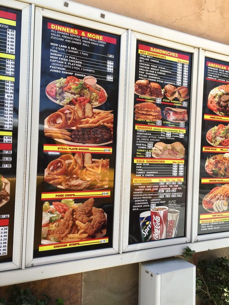 Menu at MGM Burgers restaurant, Riverside, Main St