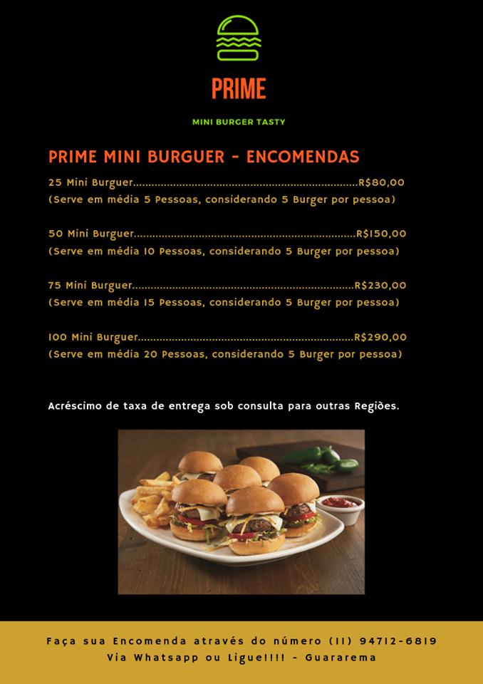 Menu at Prime Burger Tasty restaurant, Brazil