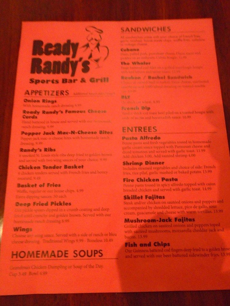 Menu at Ready Randy's Sports Bar & Grill, New Richmond, 131st St