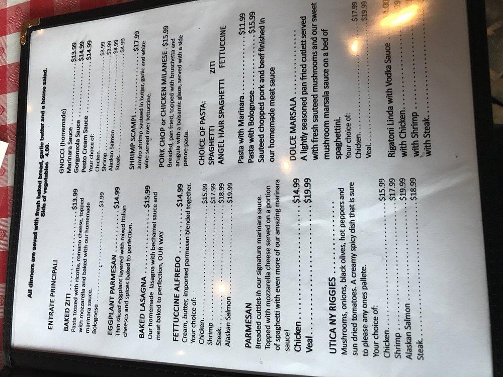 Menu at Rialto restaurant, Vidalia