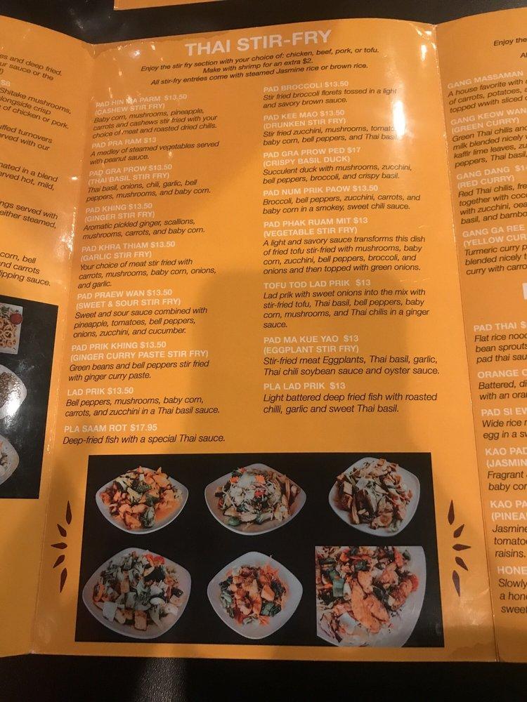 Menu at Siam PT restaurant, Salt Lake City