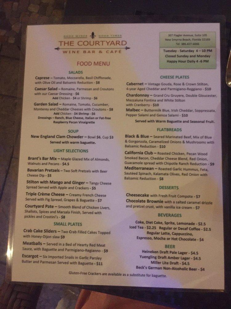 Menu at The Courtyard Grill pub & bar, New Smyrna Beach