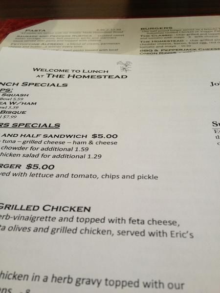 Menu at HOMESTEAD Kitchen Bar, Farmington