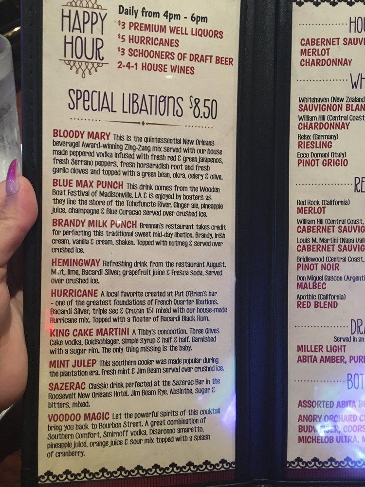 Carta del postres Tibby's New Orleans Kitchen, Brandon
