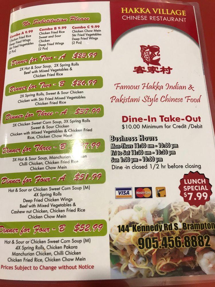 Menu at Hakka Village Chinese Restaurant, Brampton