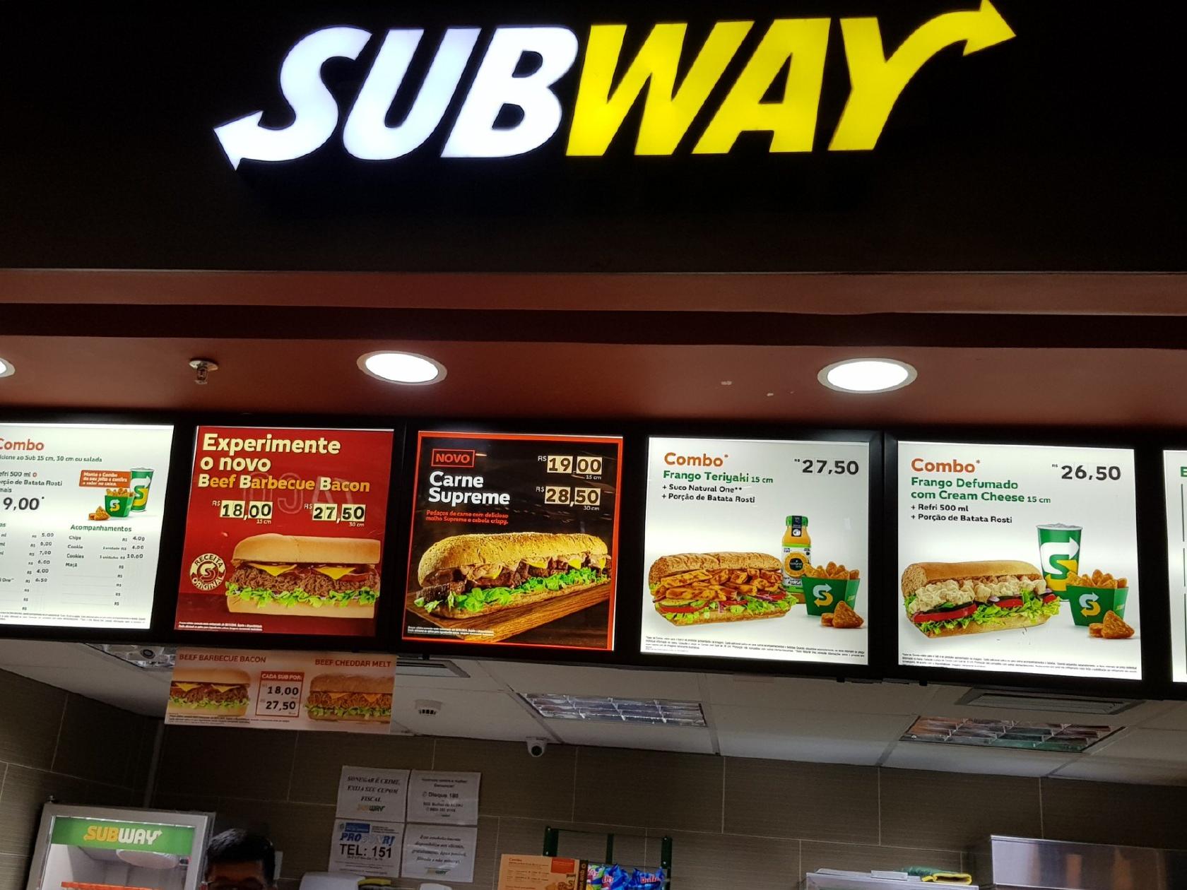 Menu em Subway restaurante, São Gonçalo, Tv. São Gonçalo