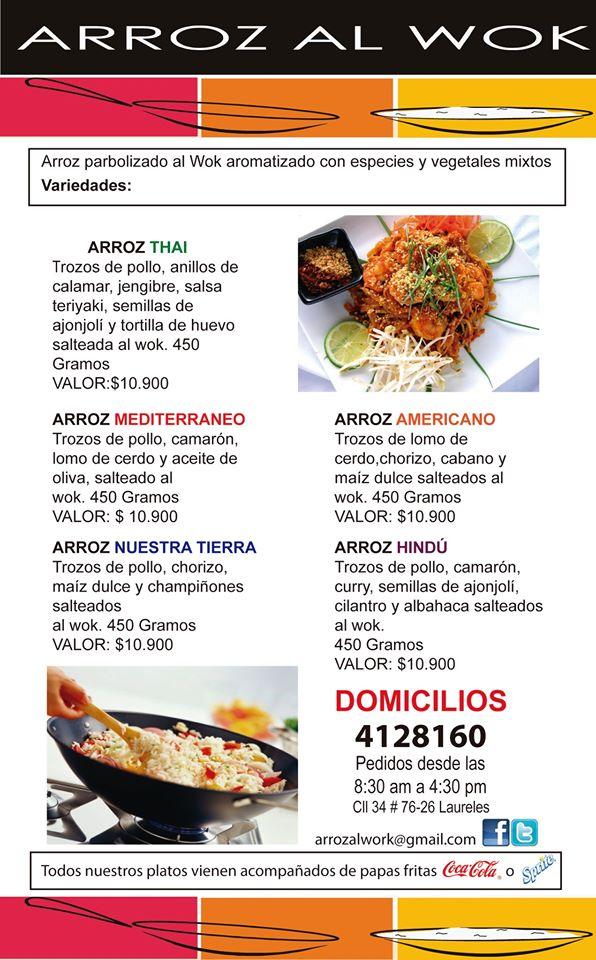 Menu at ARROZ AL WOK restaurant, Medellín