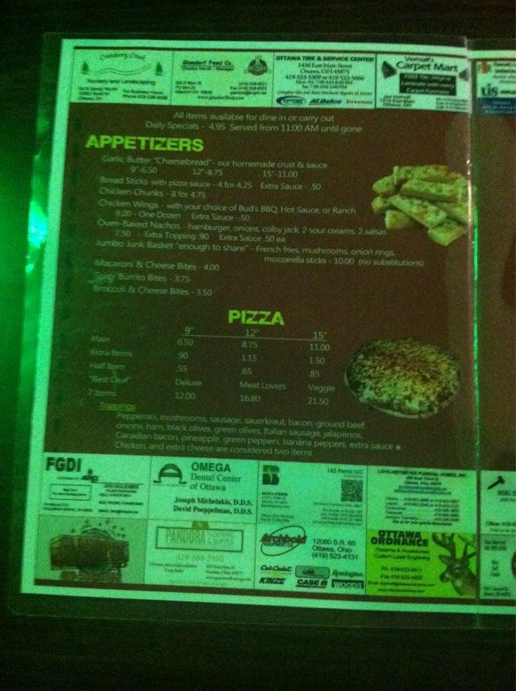 Menu at The Bombshelter Carry Out & Bar, Glandorf