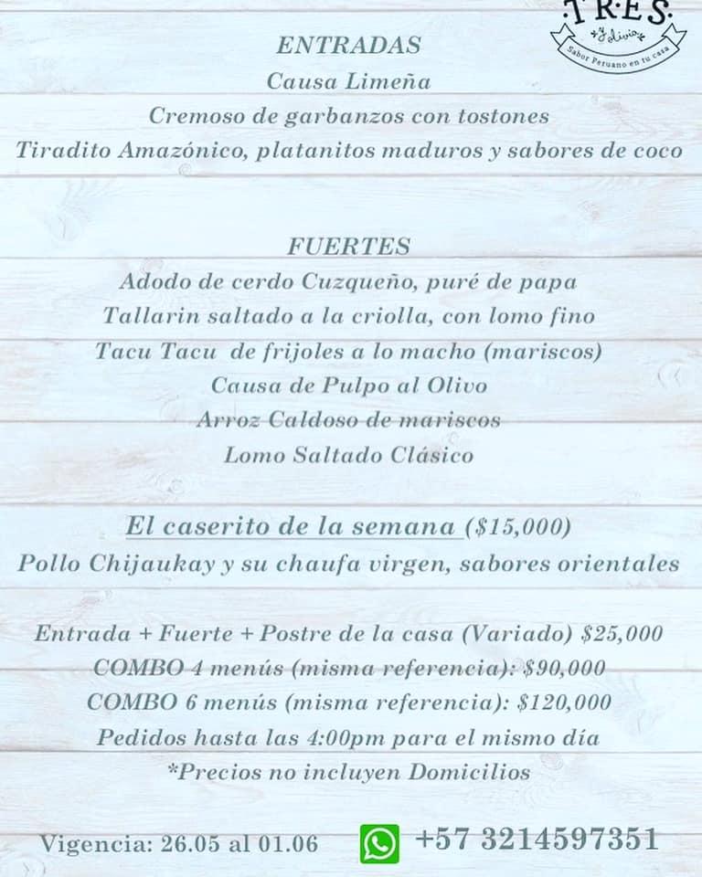 Menu at De Los Tres restaurant, Bogotá, Cl. 80 #12a-05