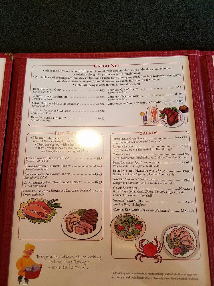 Menu at Dory Cove Restaurant, Lincoln City, US-101